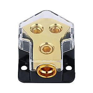 Power Distribution Block (1PCS) 0/2/4 Gauge in 4/8 Gauge Out 2 Way Copper Power Distribution Block Fit for Car Audio Stereo Amp Distribution Connecting Block , Fit Audio Splitter