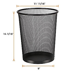 DESIGNA Mesh Small Trash Cans, 6-Pack Metal Wastebaskets, Garbage Container Bin for Office, Home, Bedroom, Black