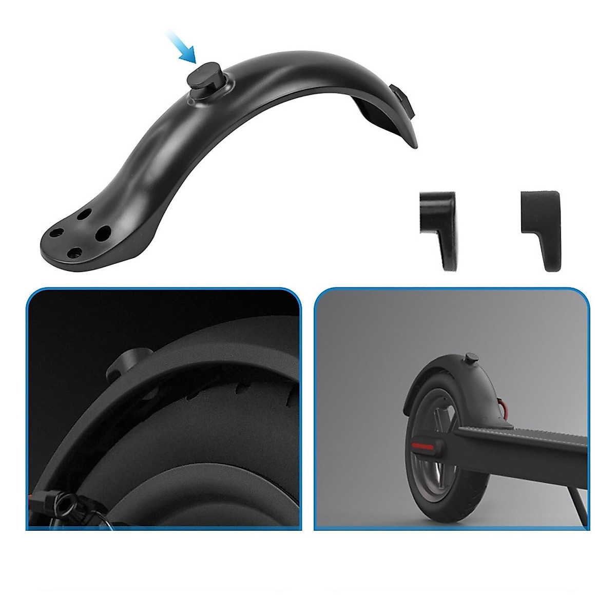 PRIMUZ Electric Scooter Rear Mudguard Bracket Tail Light Compatible with 4 Screws Fender Rubber Cap Set Compatible with 4 Holes E-Scooter Fenders Accessories (Color : White Set)