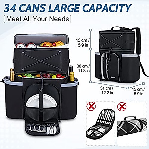 Elviros Backpack Cooler, 2 Insulated Comaprtments Leakproof Bag, Lightweight Lunch Backpack for Travel Hiking Camping for Men and Women Large Waterproof Cooler Bag(S)