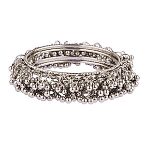 Efulgenz Boho Vintage Antique Tribal Indian Oxidized Bell Charm Bracelet Bangle Set Jewelry for Women, 2-8, Copper, not known