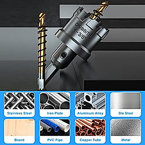 4-Piece TCT Hole Saw Kit, Tungsten Carbide Tipped Hole Cutter Set with Titanium-Plated Pilot Drill Bit for Hard Metal, Stainless Steel, Wood, Plastic