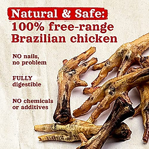 Natural Farm Nail-Free Chicken Feet Dog Treats (20 Pack), 100% Free-Range Air Dried Chicken Feet, No Nails, Fully Digestible, High Protein, Low Calorie, Joint Support, Single Ingredient