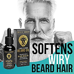 Beard Oil for Men - Beard Conditioner is a Softener for Coarse Dry Beards - Supports Natural Growth - Enhanced with Black Seed Oil - Eliminates Dandruff - Regal Vanilla Scented - The B.I.G. Company