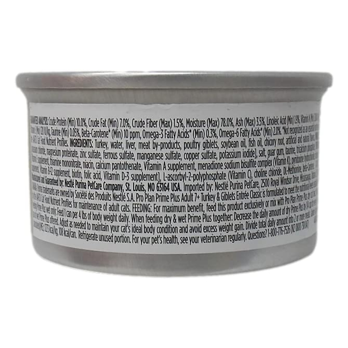 Purina Pro Plan Prime Plus Senior Wet Cat Food Entree 3 Flavor Sampler 6 Can Sampler, (2) Each: Salmon Tuna, Turkey Giblets, Chicken Beef (3 Ounces), Plus Spot Catnip Toy Bundle