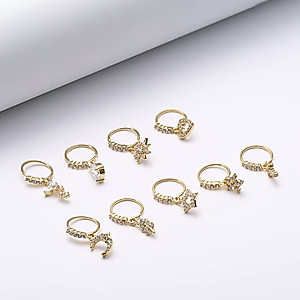 ORAZIO 9Pcs Dangle Nose Rings Dangling Nose Hoops 20G Nose Rings for Women, cubic-zirconia