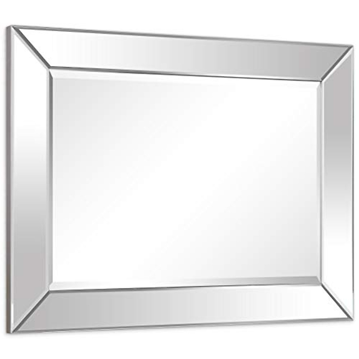 Empire Art Direct Solid Wood Frame Wall Mirror Covered with Beveled Mirror Panels, 1"-beveled Center Mirror, Vanity, Bathroom, Living Room ＆ Bedroom, 40" x 30", Ready to Hang
