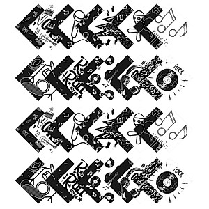 Soimoi Precut 10-inch Rock Music Prints Cotton Fabric Bundle Quilting Squares Charm Pack DIY Patchwork Sewing Craft- White & Black