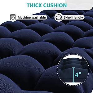 Amopatio Zero Gravity Chair with Removable Cushion & Tray, XL 29In Patio Folding Reclining Lounge Chair with Footrest & Headrest for Indoor and Outdoor, Support 500lbs, Navy