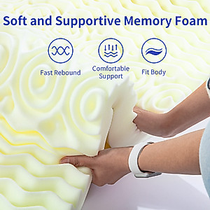 HOMBYS 5-Area Memory Foam Massage Bed Mattress Topper with Removable Cover, 3" Thickness Massage Table Mattress Topper with Elastic Bands, Non-Slip Lash Bed Cushion Only (Bed Not Included)