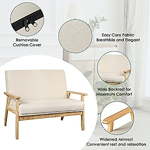 Homajor Small loveseat,loveseat Sofa,Small couches for Small Spaces,Sofa Couch,Fabric Loveseat Sofa Couch for Living Room Bedroom,Beige, (OWS2NAT)