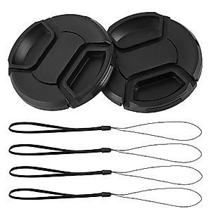 ZZJMCH 2 Pack 52mm Center Pinch Front Lens Cap Compatible with Nikon DSLR Camera with 18-55mm or 55-200mm Lens, D3200 D3100 D3000 D5200 D5100 D5000 D90 D80 D60 D40 (52mm)