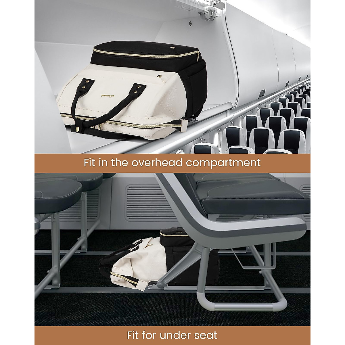 LOVEVOOK Laptop Backpack for Women Fashion Business Computer Backpacks Travel Bags Purse Student Bookbag Teacher Doctor Nurse Work Backpack with USB Port, Fits 17-Inch Laptop Beige-Black