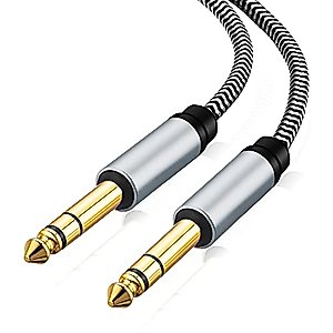 Morelecs 1/4 inch TRS Cable 20ft - 6.35mm (1/4) TRS to 6.35mm (1/4) TRS Stereo Audio Cable Male to Male Heavy Duty 6.35mm Male to Male Stereo Jack Balanced Audio Path Cord