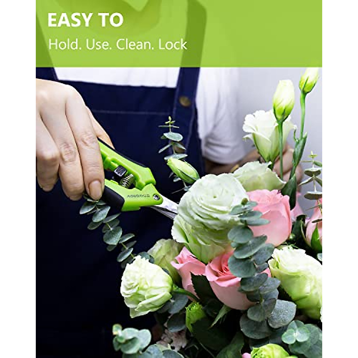 STAYGROW 2pcs 6.5" Pruning Shears for Gardening, Ultra Sharp Garden Scissors for Precise Cuts, Stainless Steel Bonsai Clippers with Spring Loaded, 6.5 Inch Garden Shears (1pc Straight & 1pc Curved)