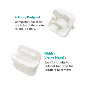 Outlet Covers (40 Pack), with Hidden Pull Handle, Baby Proofing Plug Covers, 3-Prong Child Safety Socket Covers, Electrical Outlet Protectors, Kid Proof Outlet Cap (3 Prongs, 40 Pcs)