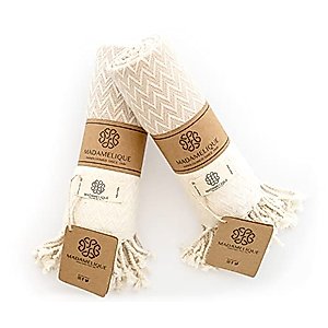 Madamelique Exclusive Hand Towels Set of 2-18 x 40 Inches - Decorative Bathroom Peshtemal Towel for Hand, Face, Hair, Yoga, Tea, Dishcloth, Kitchen and Bath - 100% Pure Cotton (Beige)