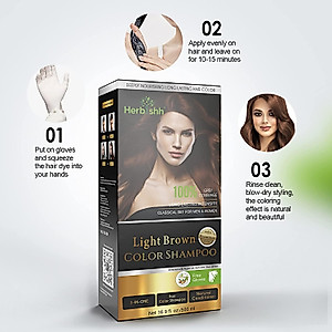 Herbishh After Color Shampoo Combo Contains Hair Color Shampoo Hair Dye 500ml Argan Oil 30ml Pro Keratin And Argan Hair Mask 100gm For Hair Straightening, Shine And Protection (Light Brown)