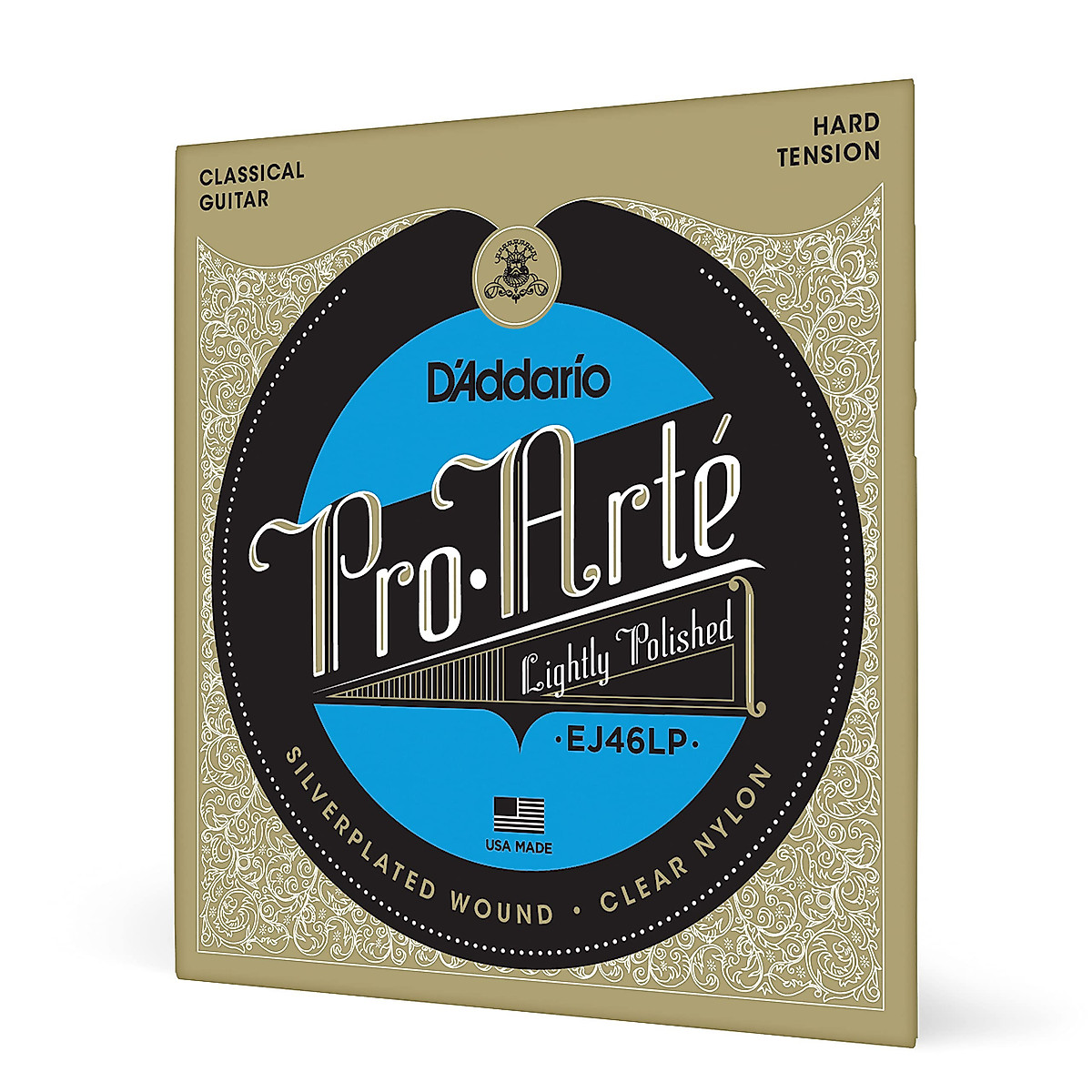 D'Addario Guitar Strings - Pro-Arte Classical Guitar Strings - EJ46LP - Nylon Guitar Strings - Silver Plated Wrap, Composite Core, Clear Nylon Trebles - Lightly Polished, Hard Tension
