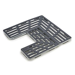 Joseph Joseph SinkSaver Adjustable Sink Protector Mat Two Grid Sections Fits Different Drain Positions Non-Slip, Gray