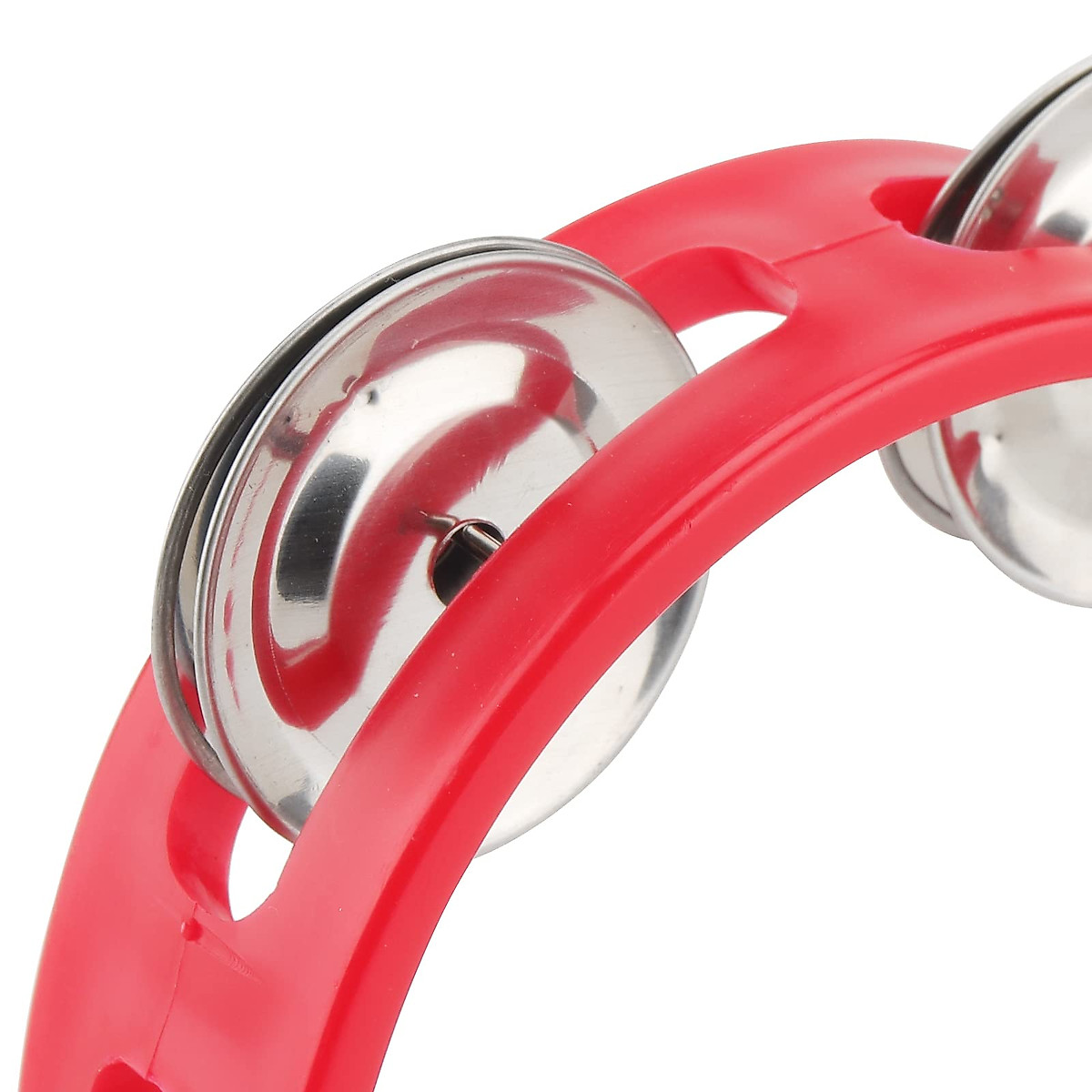 SENJEOK 20 Pack Plastic Percussion Tambourine, 4 Inch Half Moon Musical Tambourines with 4 Bells, Mini Handheld Tambourine for Family, School