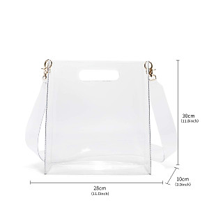Tiwougel 11" Women Clear Crossbody Purse Bag,Transparent &Waterproof Plastic PVC Shoulder Handbag-Medium Vertical
