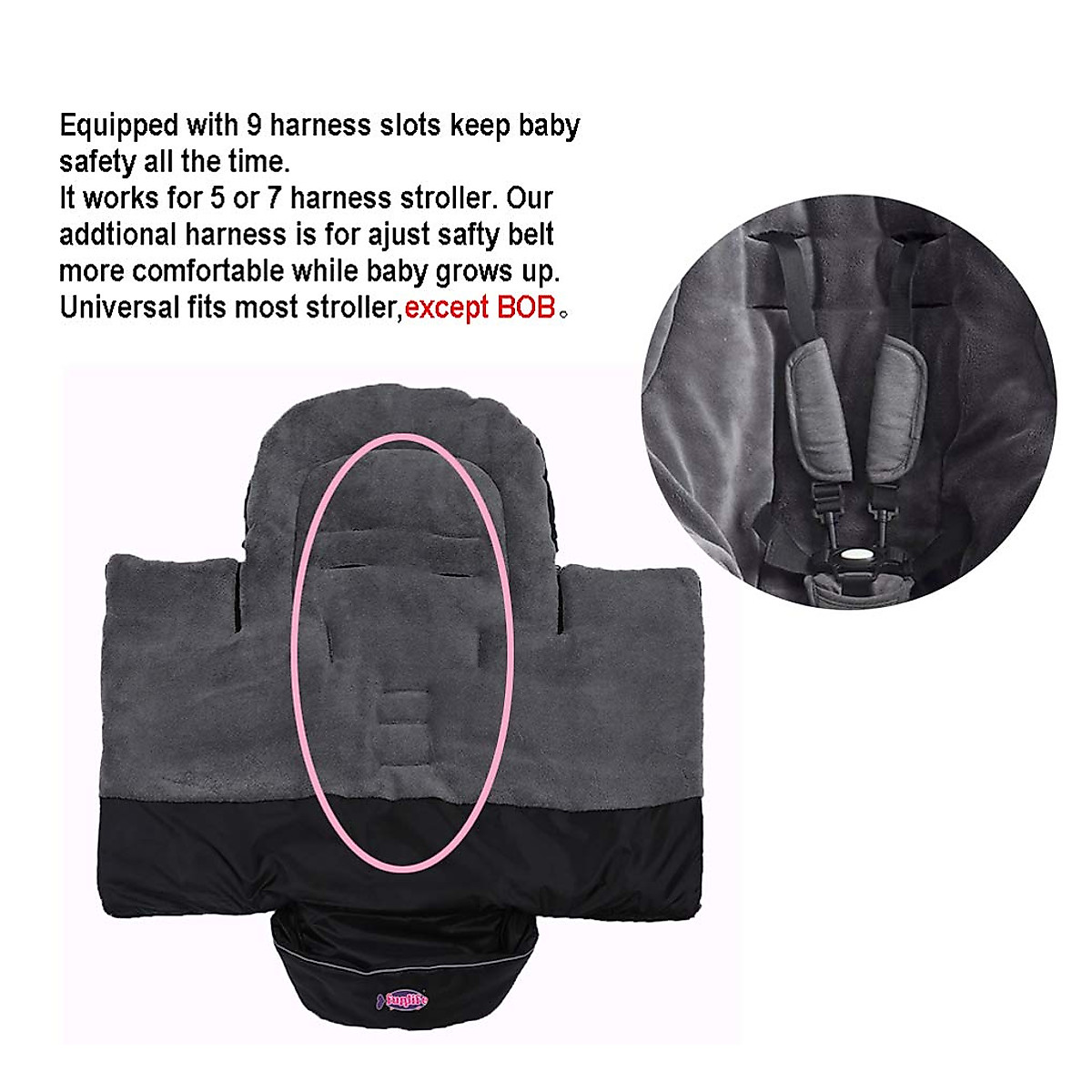 Sunday Anti-kick Stroller Blanket,Toddler Stroller Universal Footmuff Cosy Toes Buggy Pushchair Sleeping Bag Waterproof,Anti-Slip,Extendable,Multifunction Use Stroller Winter Cover