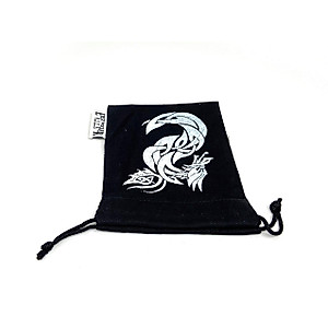 Small Twill Dice Bag - Holds Up To 40 Polyhedral Dice and Closes Tightly with Drawstring (Celtic Knot Dragon)
