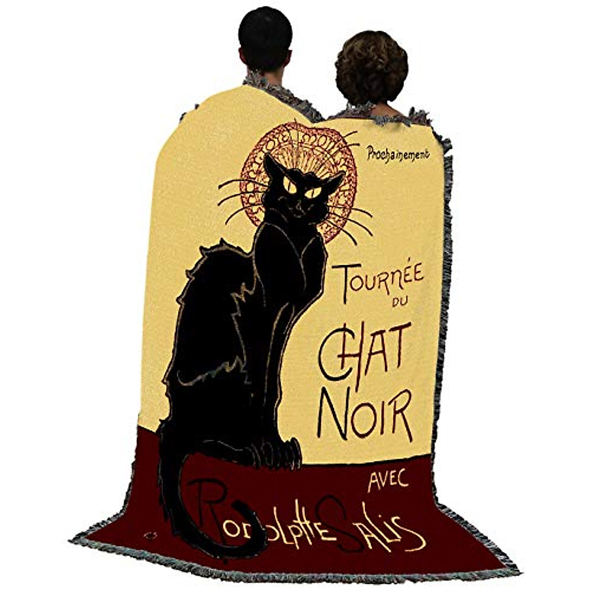 Pure Country Weavers Tournee Chat Noir Vintage Poster Blanket by Theophile Steinlen - Gift for Cat Lovers - Tapestry Throw Woven from Cotton - Made in The USA (72x54)