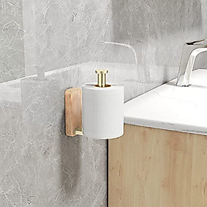 Gold Toilet Paper Holder Wall Mount, Bethom Wood Toilet Paper Roll Holder for Bathroom Washroom, RV, Rustic Farmhouse Style, Vertical or Horizontal Installations