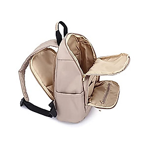 Kah&Kee Backpack Purse for Women Medium Size With Multi-Pocket Nylon Water-Resistant (Beige)