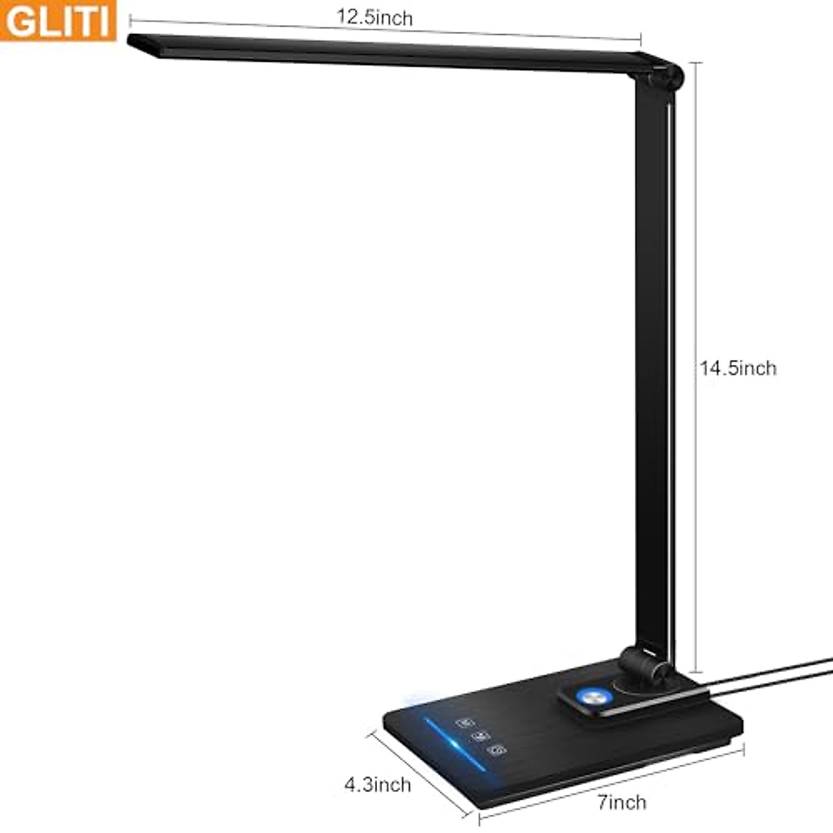 GLITI LED Desk Lamp, Black Modern Table Lamp, Ideal Gift for Study, Office. Dimmable Desk Lamp for Work, Video Conferencing, Reading and Writing, Arts and Crafts, Nail Art.