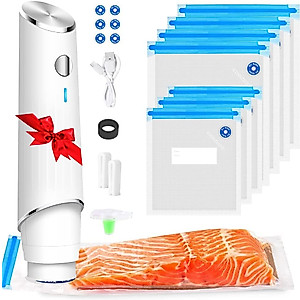 Sous Vide Bags|13PCS Electric Vacuum Sealer Kit for Anova,Joule Cookers|Handheld Vacuum Sealer with Auto Pause Function,7Pcs Reusable Vacuum Seal Food Sealer Bags
