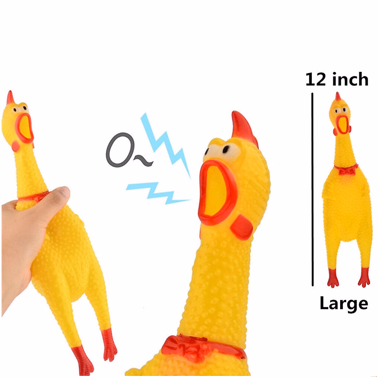 Homenite 8 Pack Large Screaming Chicken Toy Rubber Squawking Big Chicken Squeeze Chicken Prank Novelty Noisemaker Toy 12 inch