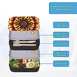Turning The Flame Adult Lunch Box, Bento Box, With Cutlery Set Of 3, 2 Compartments, Rectangular, Lunch Box For Adults