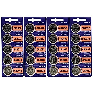 Sony 3V Lithium CR2032 Batteries (4 Blisters of 5), 20 Cells