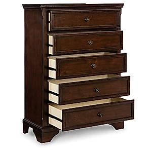 Signature Design by Ashley Brookbauer Traditional 5 Drawer Chest, Dark Brown