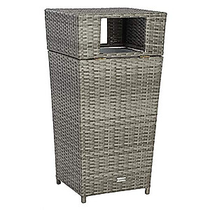 Safavieh Outdoor Collection Mazeli Grey Wicker Trash Bin