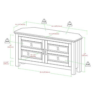 Walker Edison 2 Door Cabinet Corner Wood TV Stand for TV's up to 48" Living Room Storage Flat Screen Living Room Storage Entertainment Center, 44 Inch, Black