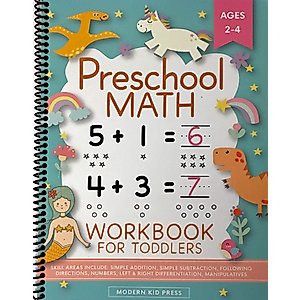 Preschool Math Workbook for Toddlers Ages 2-4: Beginner Math Preschool Learning Book with Number Tracing and Matching Activities for 2, 3 and 4 year olds and kindergarten prep