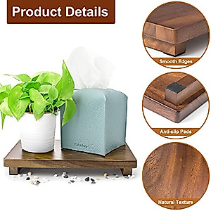 Wood Riser for Display Walnut Wood Pedestal Stand, Farmhouse Decor Soap Tray, Displays Your Plant Bottles Candles for Your Home Kitchen (Large, 12 x 7.1 x1.57Inch)
