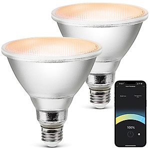 Geeni LUX Smart Floodlight, White – Outdoor 2700K-6500K Dimmable LED Bulb, E26, PAR38, 11W, 1000 Lumens – No Hub Needed - Compatible with Alexa, Google Home, Requires 2.4 GHz WiFi, 2 Pack
