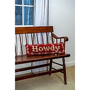 Chandler 4 Corners Artist-Designed Howdy Hand-Hooked Wool Decorative Throw Pillow (8” x 24”) Cowboy-Themed Pillow for Couches & Beds - Easy Care, Low Maintenance - Country Western Decor for Homes