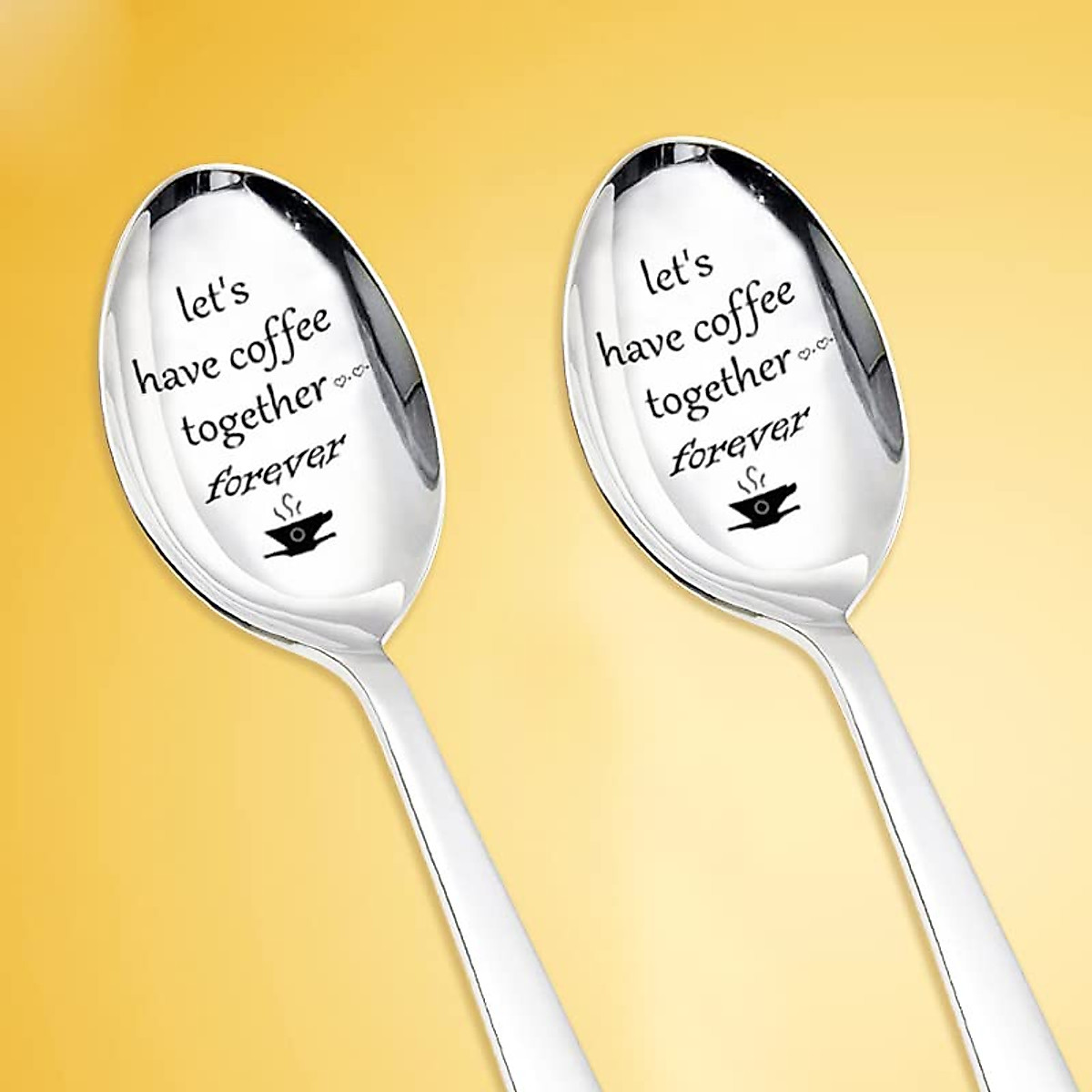 Couples Gifts Coffee Spoons Set Coffee Lovers Gifts for Wife Husband Anniversary Christmas Birthday Gifts for Girlfriend Boyfriend - Let's Have Coffee Together Forever Spoon
