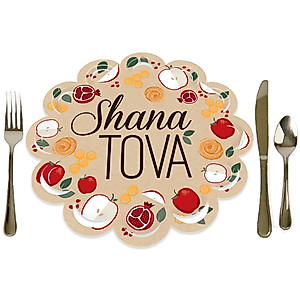 Big Dot of Happiness Rosh Hashanah - Jewish New Year Party Round Table Decorations - Paper Chargers - Place Setting For 12