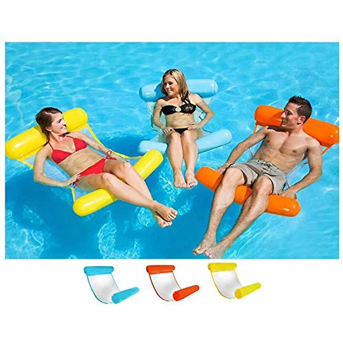 Foldable Backrest Inflatable Floating Bed Floating Row Water Amusement Lounge Chair Water Inflatable Floating Bed Sofa Water Bed Lounge Chairs