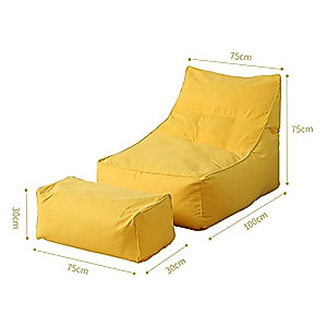 FOUNCY Bean Bag Cover - Comfortable and Breathable Cotton Linen Beanbag Stuffed Sack for Lazy Sofa Chair, Multi-Functional Storage Bag with Footstool Cover (100 * 75 * 75cm, Light Blue)