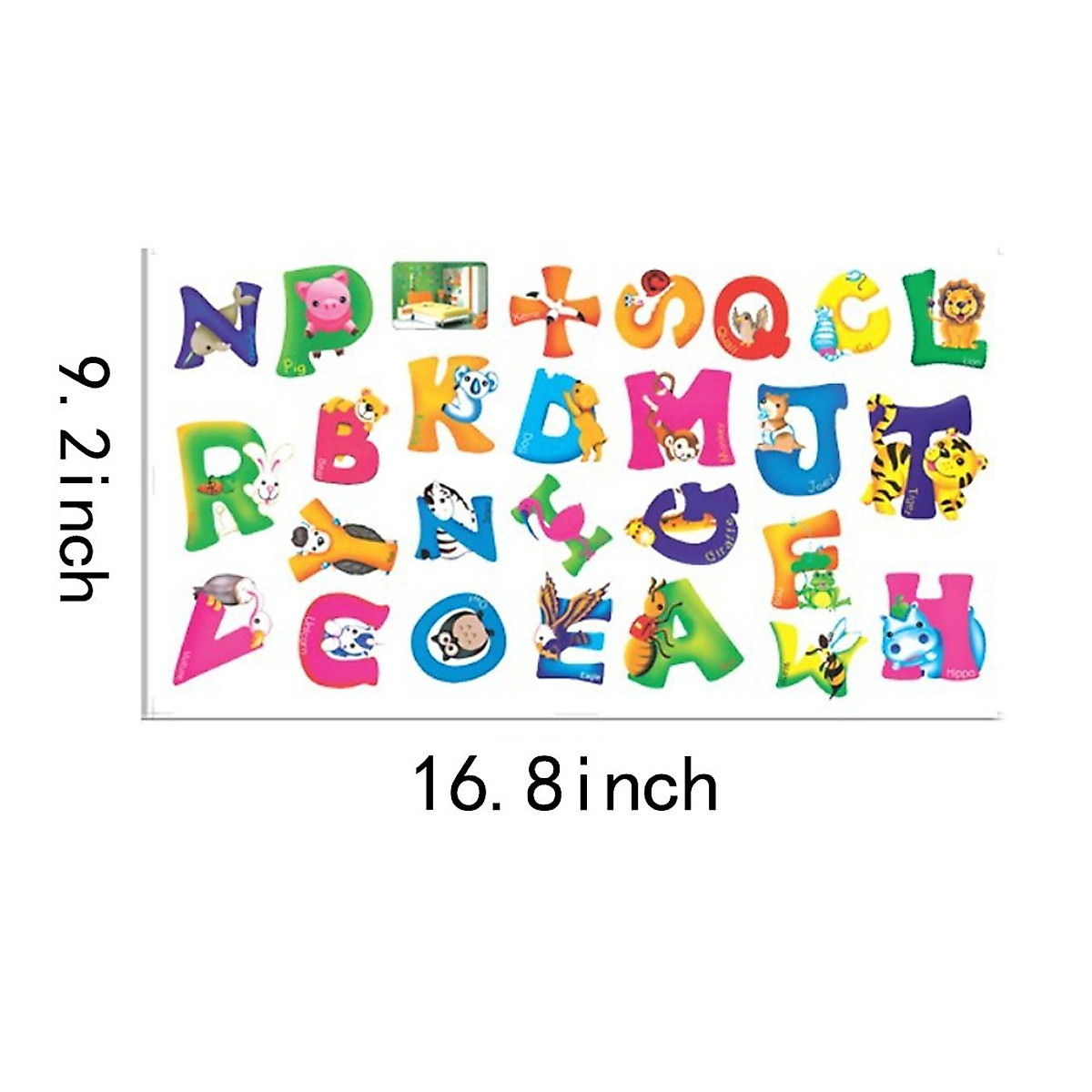 Adam Victor Removable Fun Educational Alphabet Wall Decals Kids Room Decorations Art Décor Stickers Nursery DIY PVC Decal Bathroom Sticker