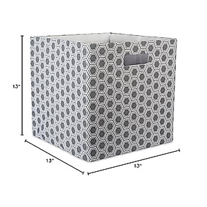 DII Collapsible Polyester Storage Cube, Honeycomb, Gray, Large