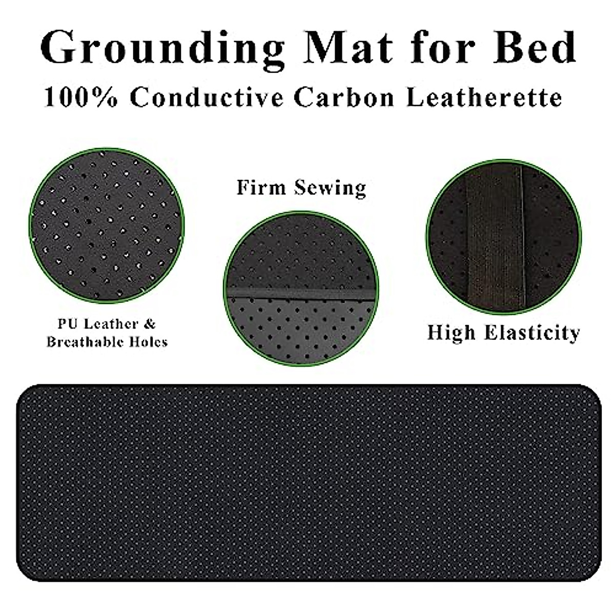 EOHELGRO Grounding Mat for Bed, Grounding Mattress Cove for Improve Sleep, Grounding Sleep Pad, Earth Mat Conductive Carbon Leatherette Grounding Therapy (27" x 78")